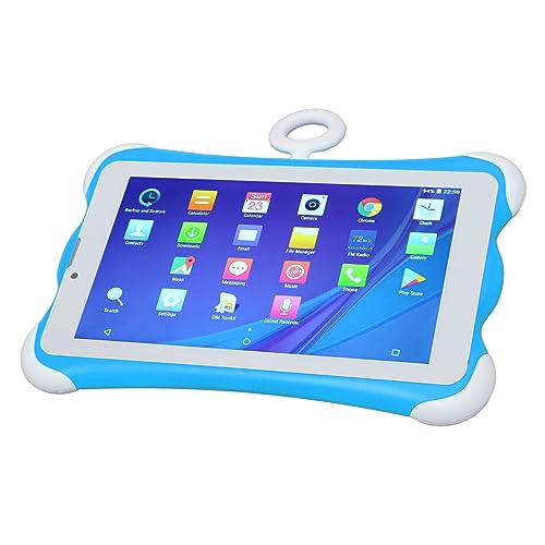 Airshi 7 Inch Toddler Tablet, Kids Tablet 128GB Expandable Storage Animation WiFi Call 3GB RAM 32GB ROM Blue for Education (US Plug)