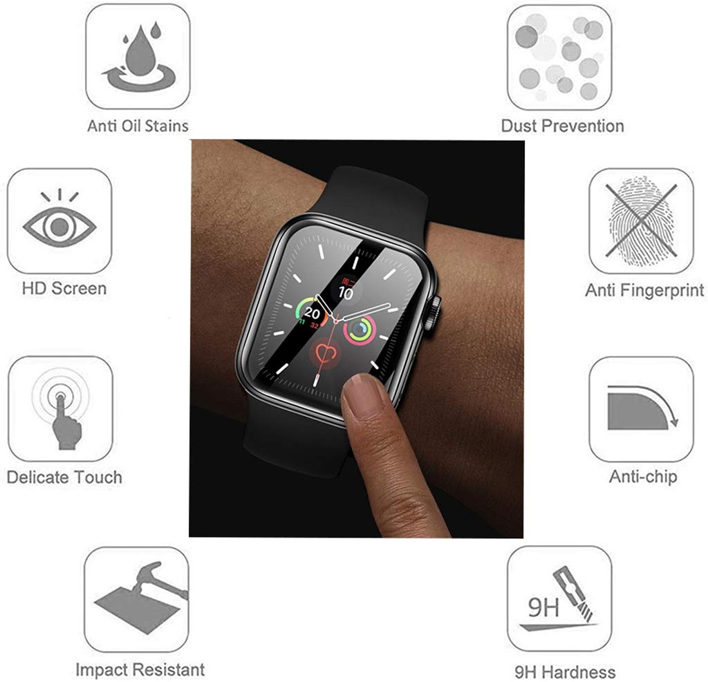 AUCER for Apple Watch Series 7 Screen Protector 41mm 【2 Pack】Tempered Glass Screen Protector 41mm Full Coverage 9H Anti Scratch Bubble F