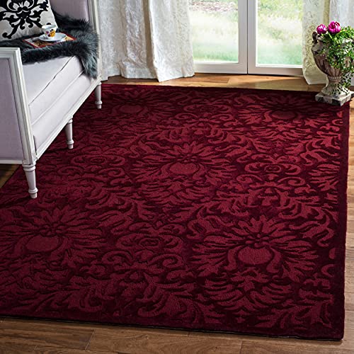 SAFAVIEH Total Performance Collection Accent Rug - 3' x 5', Ivory, Hand-Hooked Damask, Non-Shedding & Easy Care, Ideal for High Traffic Areas in Entryway, Living Room, Bedroom (TLP714F)