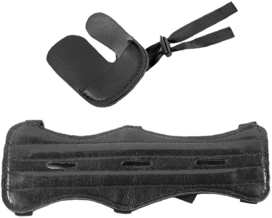 Archery Armguard Arrow Finger Tab Finger Saver Set Adjustable Straps Archer Shooting Arm Protector for Hunting Shooting jiangyu1994