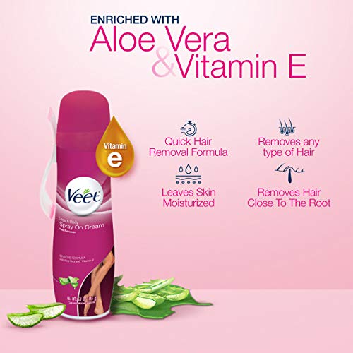 Veet Spray On Hair Removal Cream, for Legs & Body, 5.1 Oz (Pack of 5)