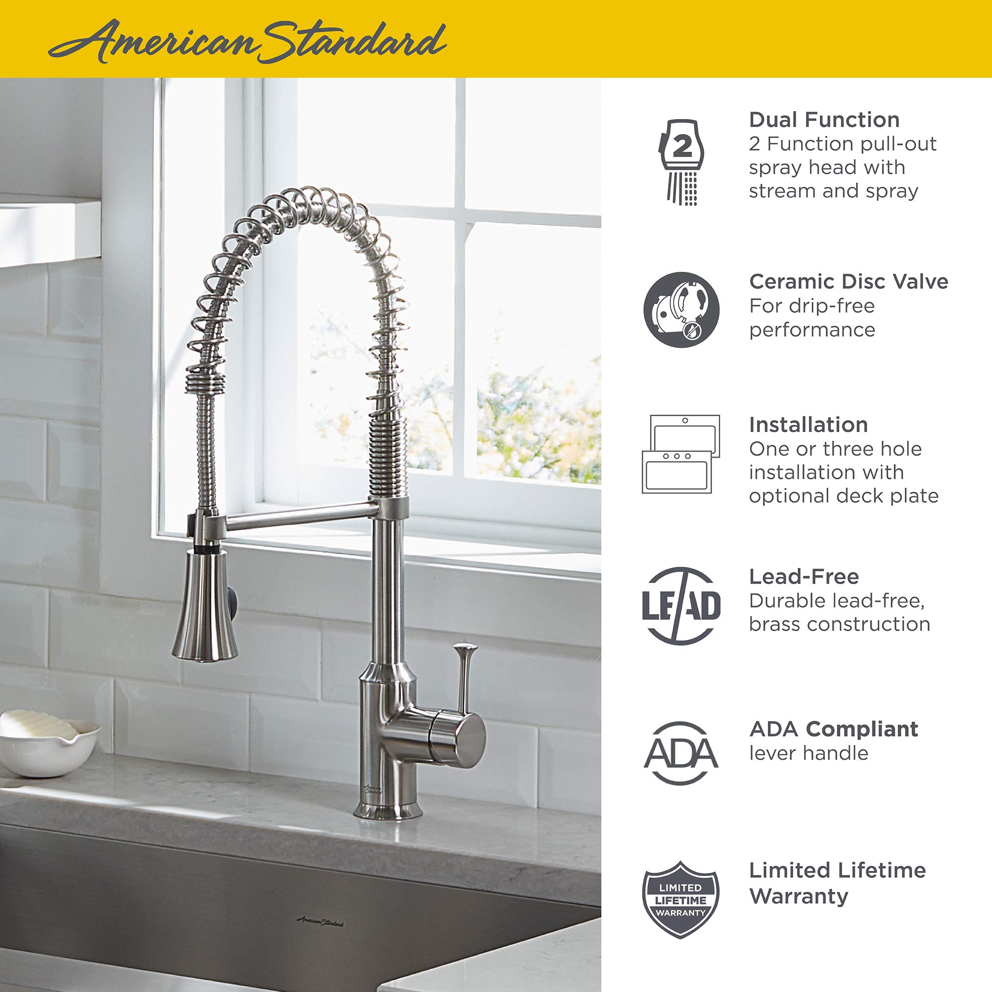 American Standard 4332350.075 Pekoe SEMI-Professional Kitchen, Large, Stainless Steel