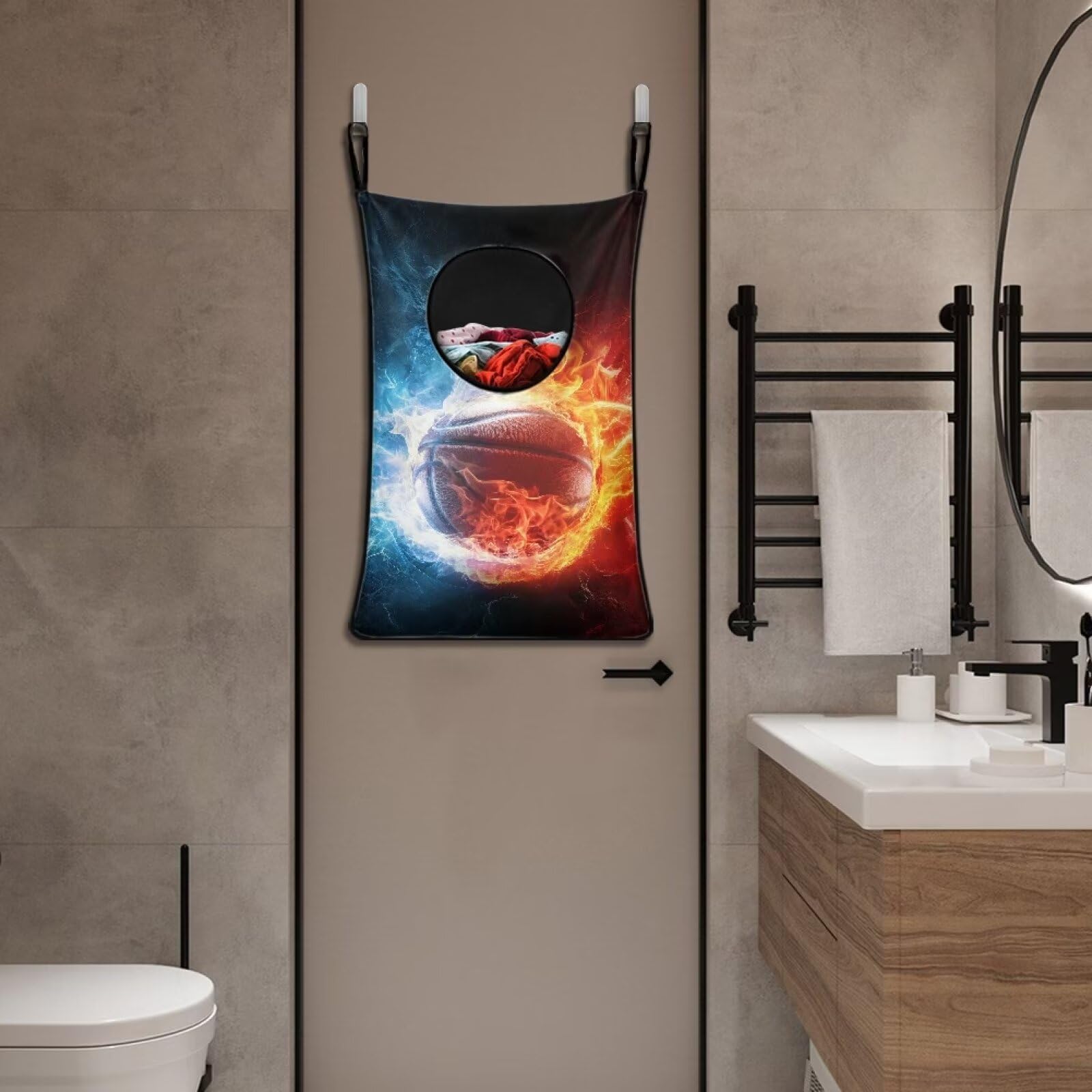 Babrukda Mushroom Flower Print Over the Door Laundry Hamper Collapsible Hanging Laundry Bag Holding Clothes Toys Socks and Saving Space Large Laundry Baskets Storage Pouch Lightweight