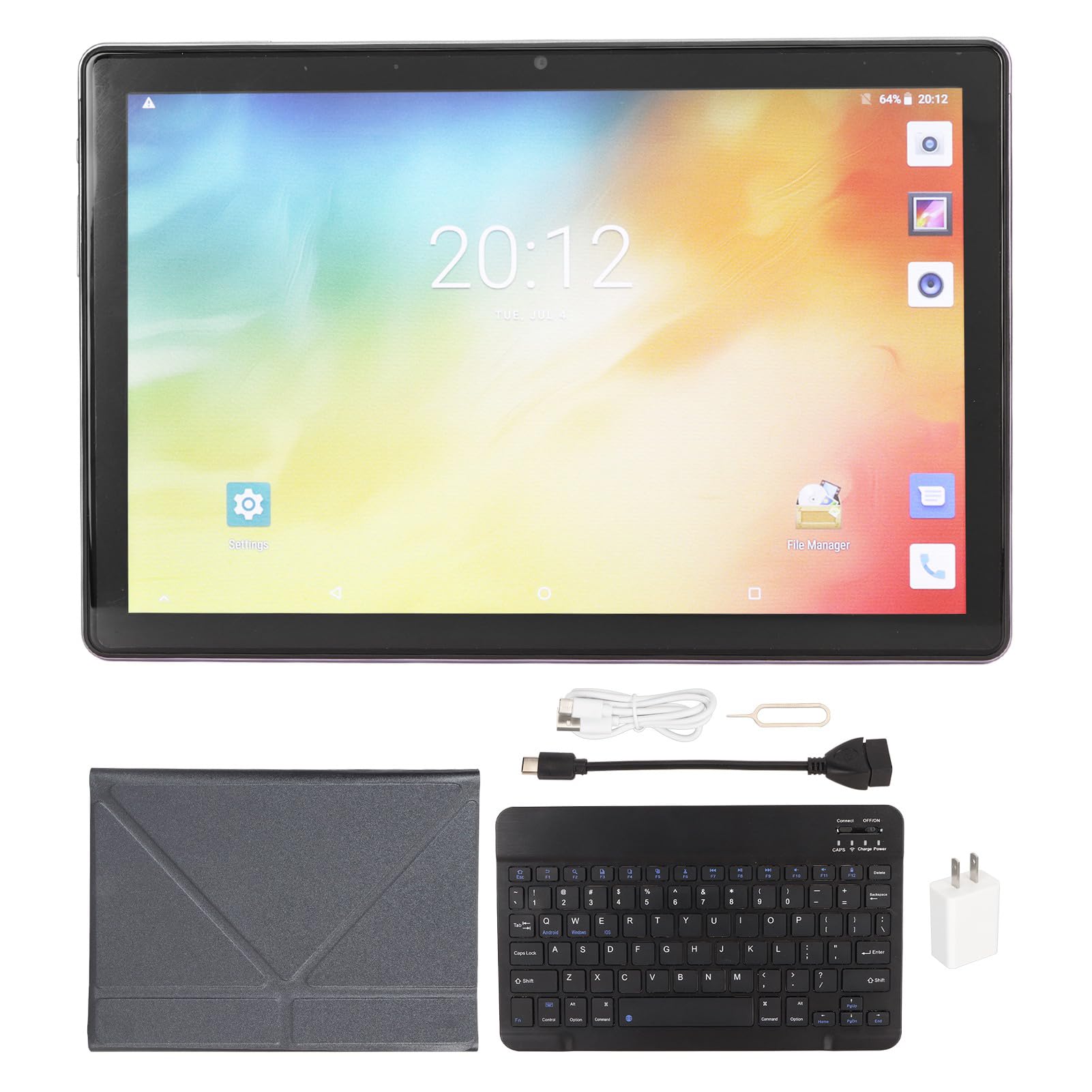 Airshi Computer Tablet, Front 8MP Rear 20MP 10.1in Tablet Gravity Sensor 100 to 240V 2 in 1 for Home for Android12.0 (#3)