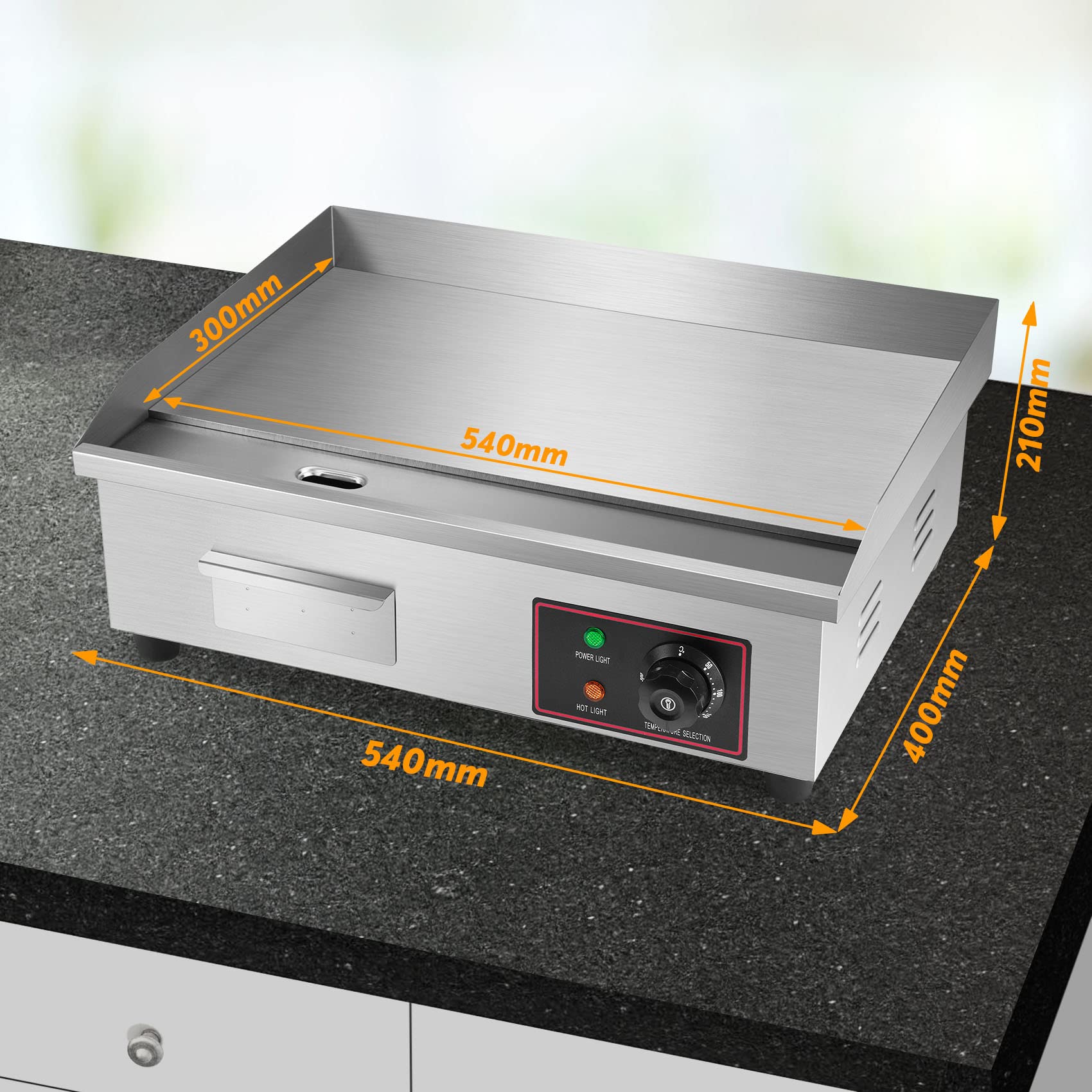 PNKKODW 3000W Commercial Griddle,22βx14β Electric Griddles Grill,Commercial Flat Top Griddle Countertop Griddle Hot Plate Kitchen Stainless Steel Restaurant Grill with Griddle Accessories