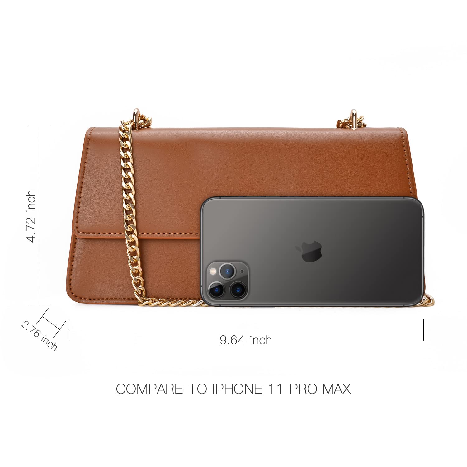 GM LIKKIE Crossbody Shoulder Bag for Women, Medium Ladies Clutch Purse, Trendy Y2K PU Leather Handbag (Brown)