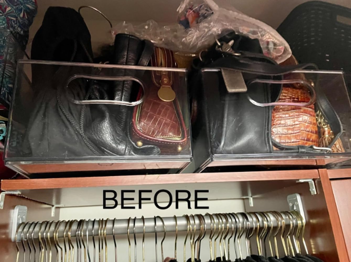 Clear Closet Bag Storage Dividers Rack, Detachable Cupboard Shelf, Acrylic Shelf Dividers, Purse Storage Organizer, Handbag Display Stand, Desk File Sorter Stand Holder Bookshelf