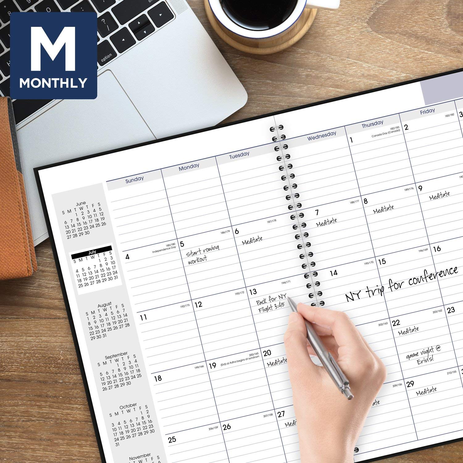 AT-A-GLANCE Academic Planner 2021-2022, AT-A-GLANCE Monthly Planner, 8" x 12", Large, for School, Teacher, Student, DayMinder, Black (AY200)