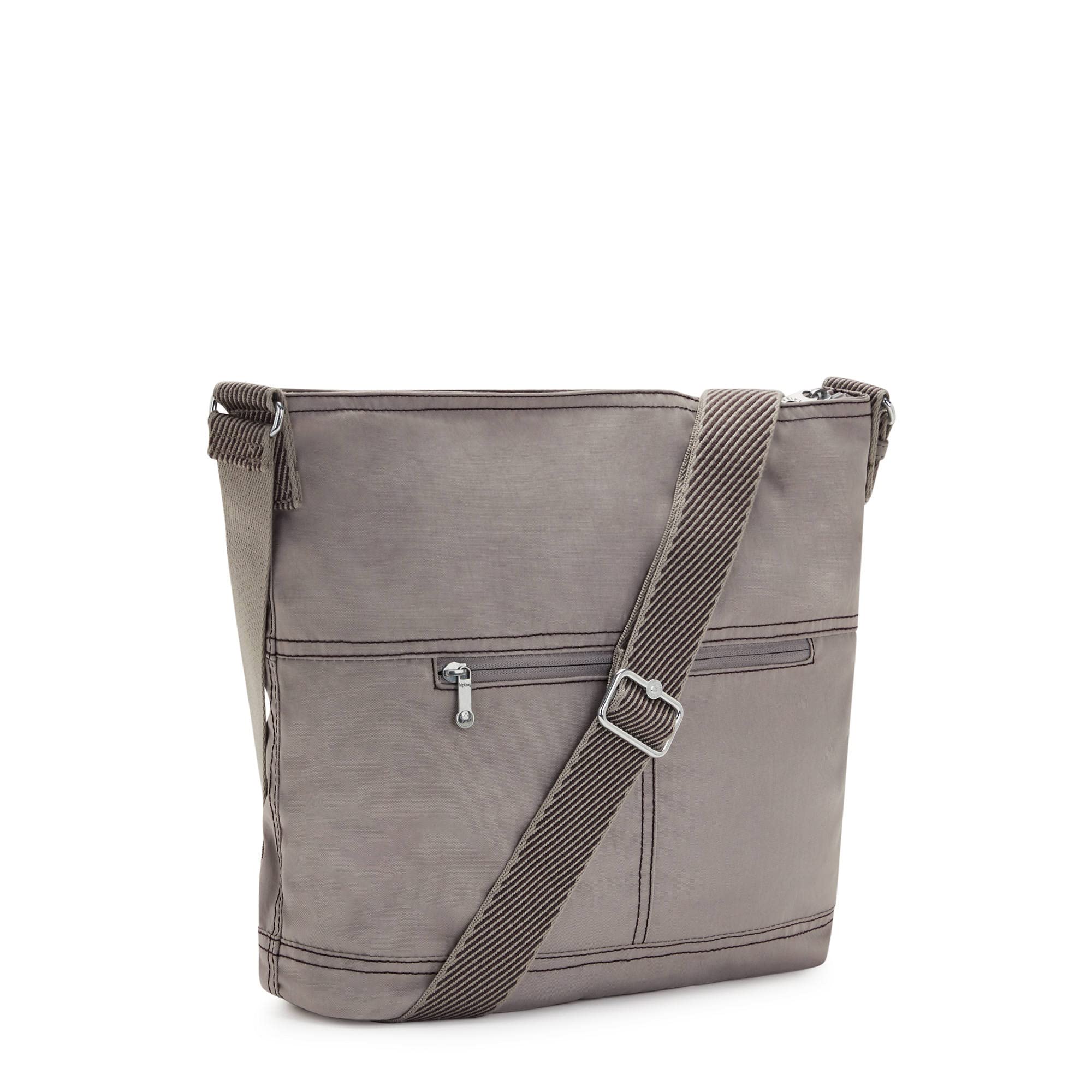 Kipling womens Women's Cooper Bag, Lightweight Handbag, Nylon Crossbody Medium Shoulder Bag, Grey Gris M7, 15.25 L x 12.5 H 4 D US