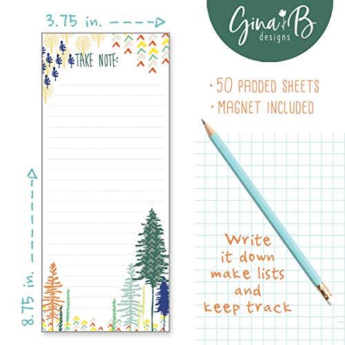 Set of 2- Forest List Pad, Notepad, Shopping List Grocery List with Attachable Magnet