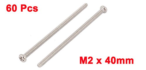 uxcell M2 x 40mm 304 Stainless Steel Phillips Round Head Screws Bolt 60pcs