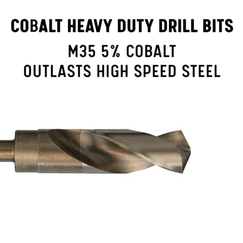 Drill America 33 Piece m35 Cobalt Reduced Shank Drill Bit Set in Wood Case (1/2" - 1" x 64ths), DWDCO Series