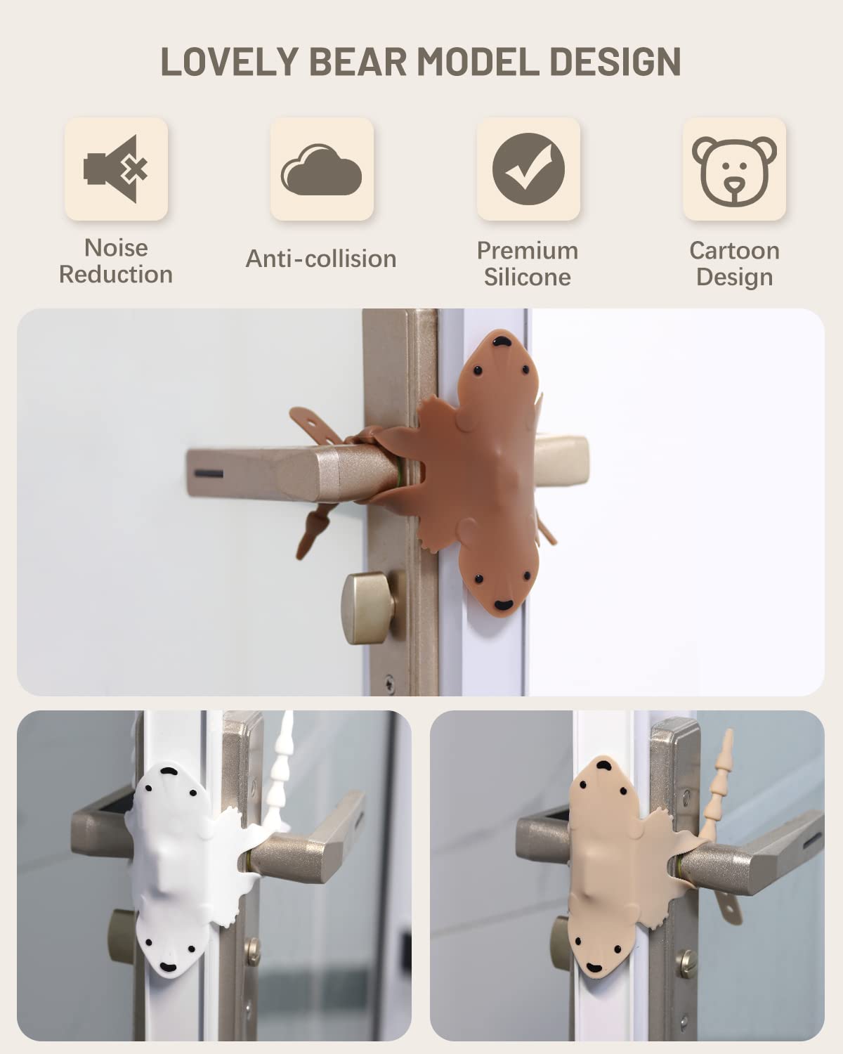 Baby Door Latch Covers Closer, 3 Pack Silicone Door Silencer Quite Lock Cushion Door Slam Preventer for Nursery, Light Sleepers with Flexible & Adjustbale Design