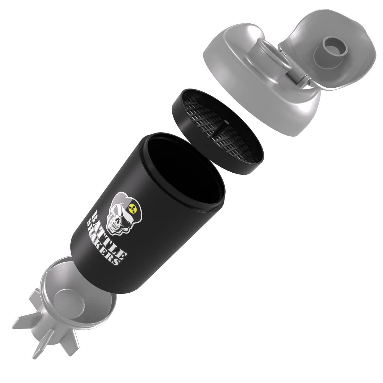 Battle Shakers Bomb & Mortar Bundle | Military Themed Shaker Bottles | Leak-Proof Protein Cups with Storage Compartment | Mix Protein Powders & More | Durable & Dishwasher Safe | 20 Oz