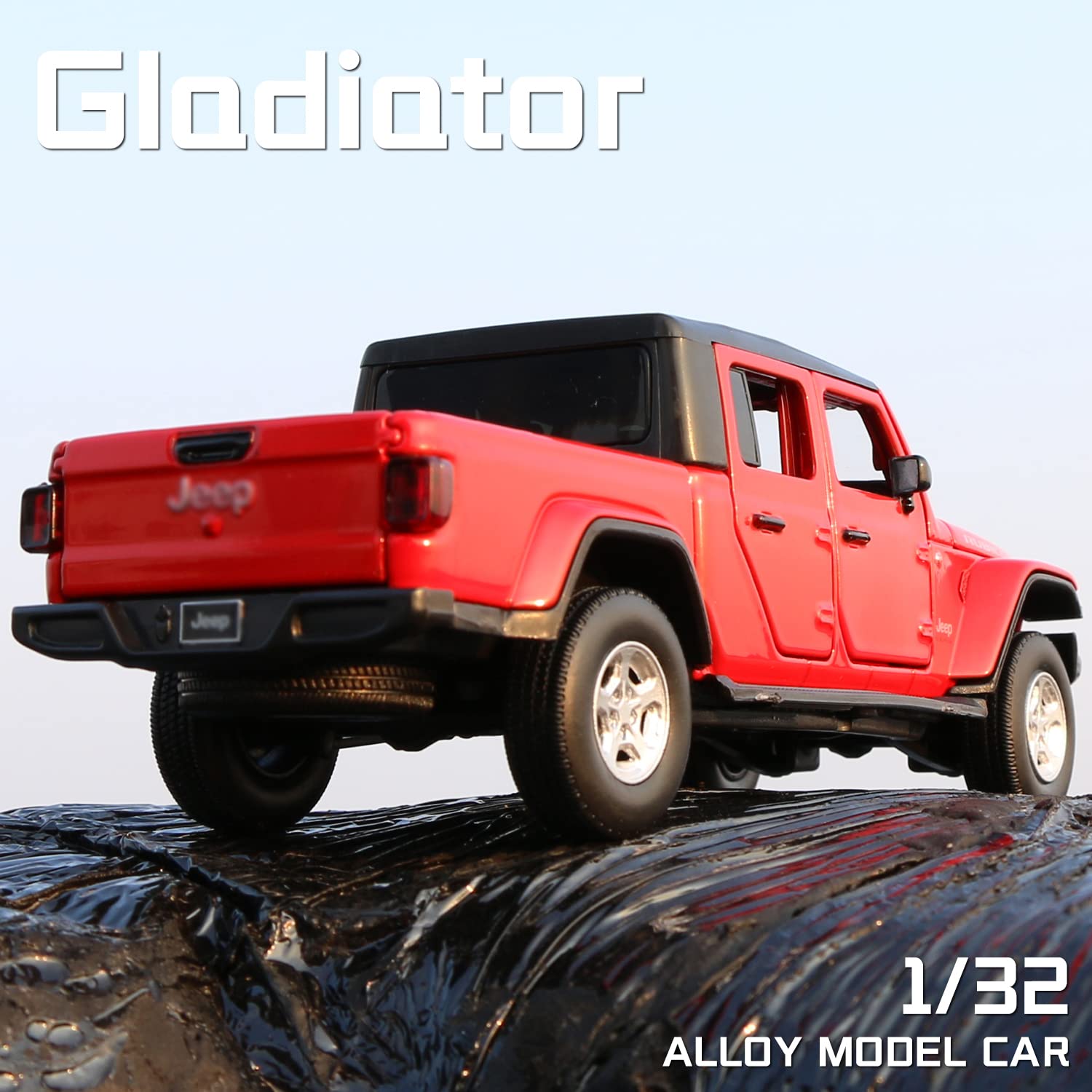 JACKIEKIM 1:32 Alloy Pull Back Car Diecast Model Truck for gladiatar,Collection, Mini Simulation Vehicles Toys for Kids,Boyfriend,Young Peoples Gift(RED)