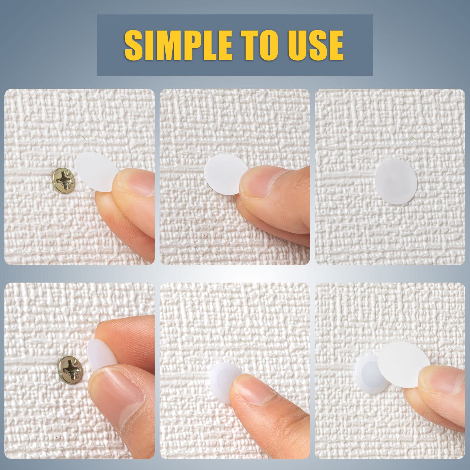 Assortment Screw Covers Screw Caps Kit, Include 300 PCS Plastic Screw Cap Covers and 870 PCS Self Adhesive Screw Hole Stickers, Waterproof Self-Tapping Screw Hole Covers Caps for Furniture Wood Screw