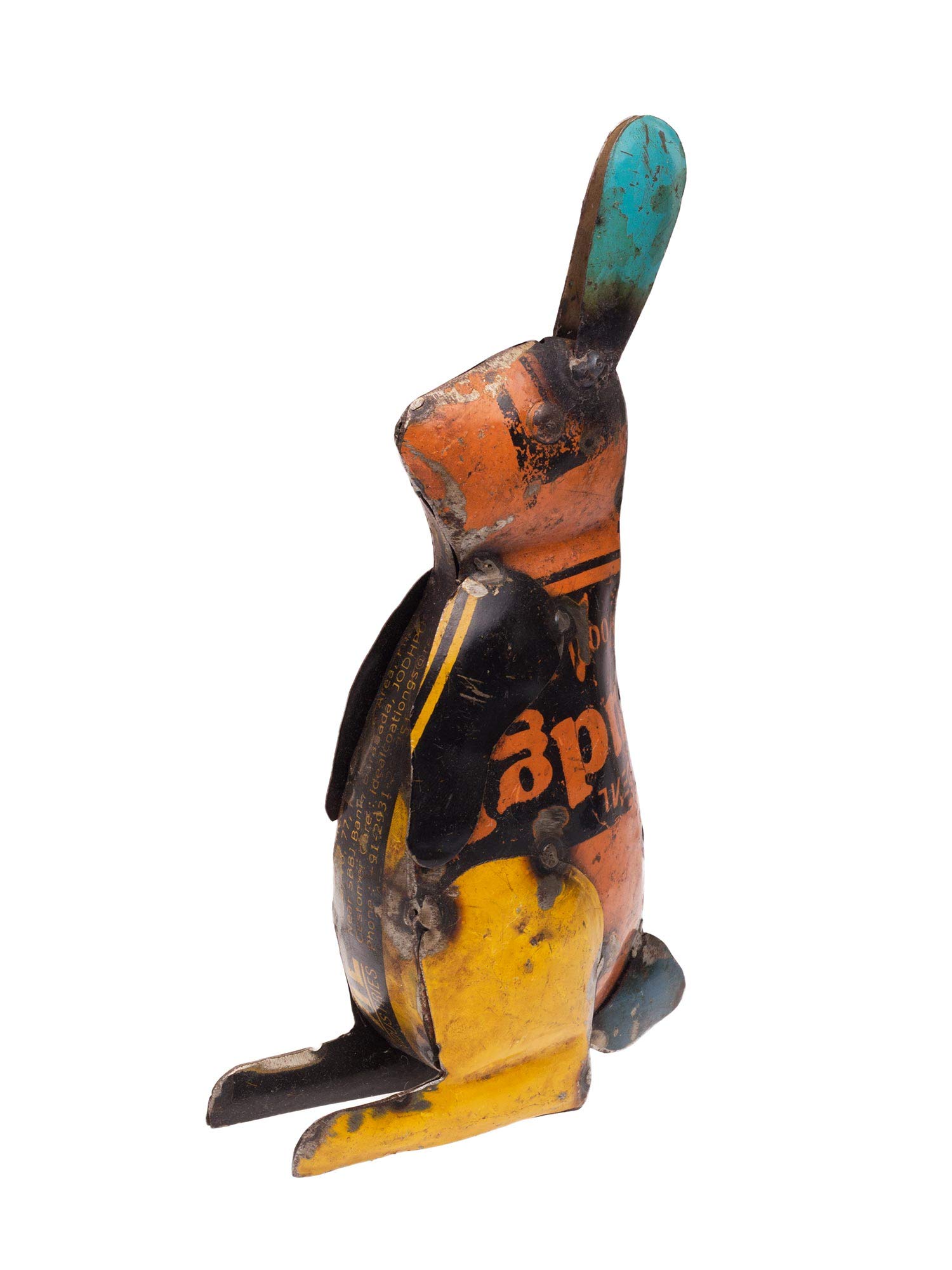 De Kulture Handcrafted Recycled Iron Bunny Decorative Collectible Figurine Showpiece Beautify Home Office Easter Décor| Ideal for Garden Balcony Terrace Decoration, 5x1.5x9 (LWH) Inches