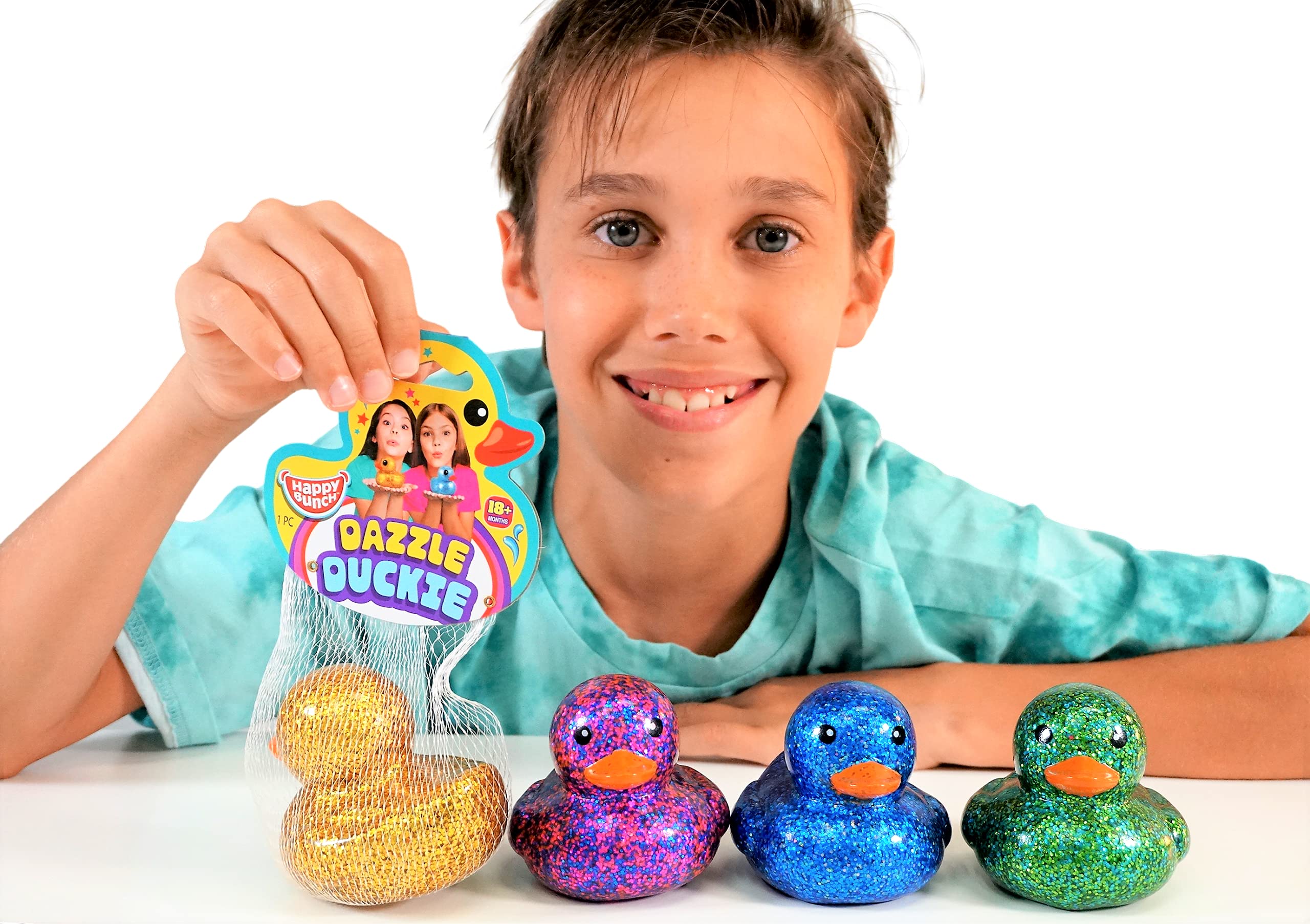 JA-RU Giant Glitter Rubber Ducks (4 Rubber Duckies Assorted) Baby Bath Toys & Pool Beach Essentials. Stress Relief Sensory Play Fidget Toy. Bulk Pinata Filler Stocking Stuffer. 4343-4s