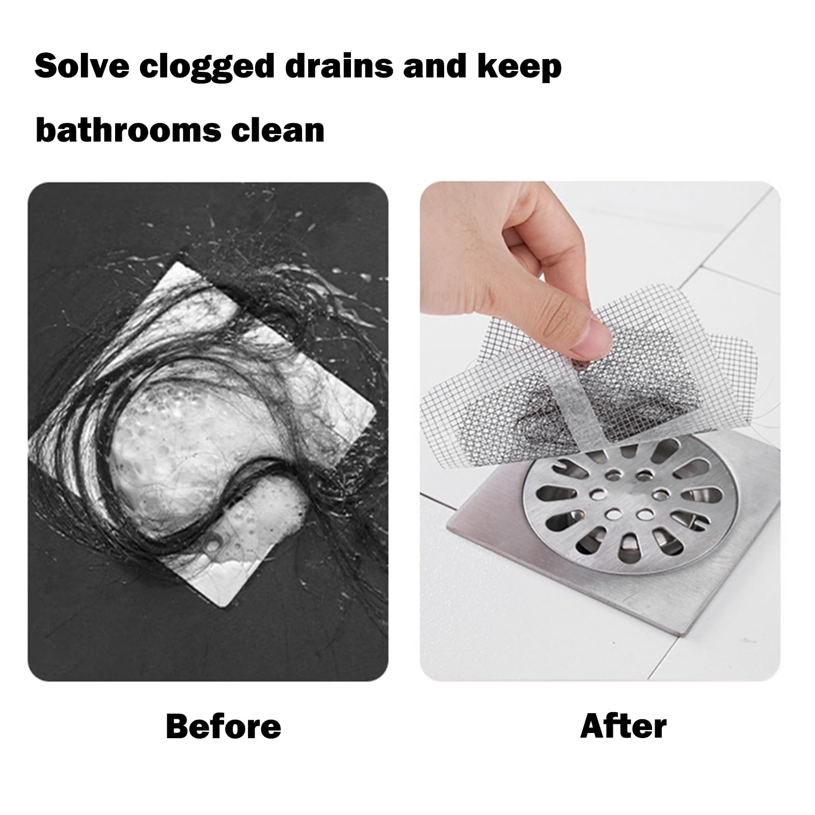 BOYYOEE Disposable Drain Hair Catcher Shower Drain Cover Hair Catcher,Shower Drain Mesh Stickers for Human and Pet Hair for Bathroom Laundry Bathtub Kitchen Sink(4"" X 4""，30 PCS Pack) (50)
