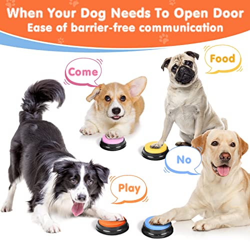 DCIAER Dog Buttons for Communication,Talking Buttons for Dogs,6 Recordable Sound Buttons + 24 Scene Patterns + 1 Dog Button Mat+ 12 AAA Batteries,30 Seconds Dog Buttons for Pet Sound Training Toy
