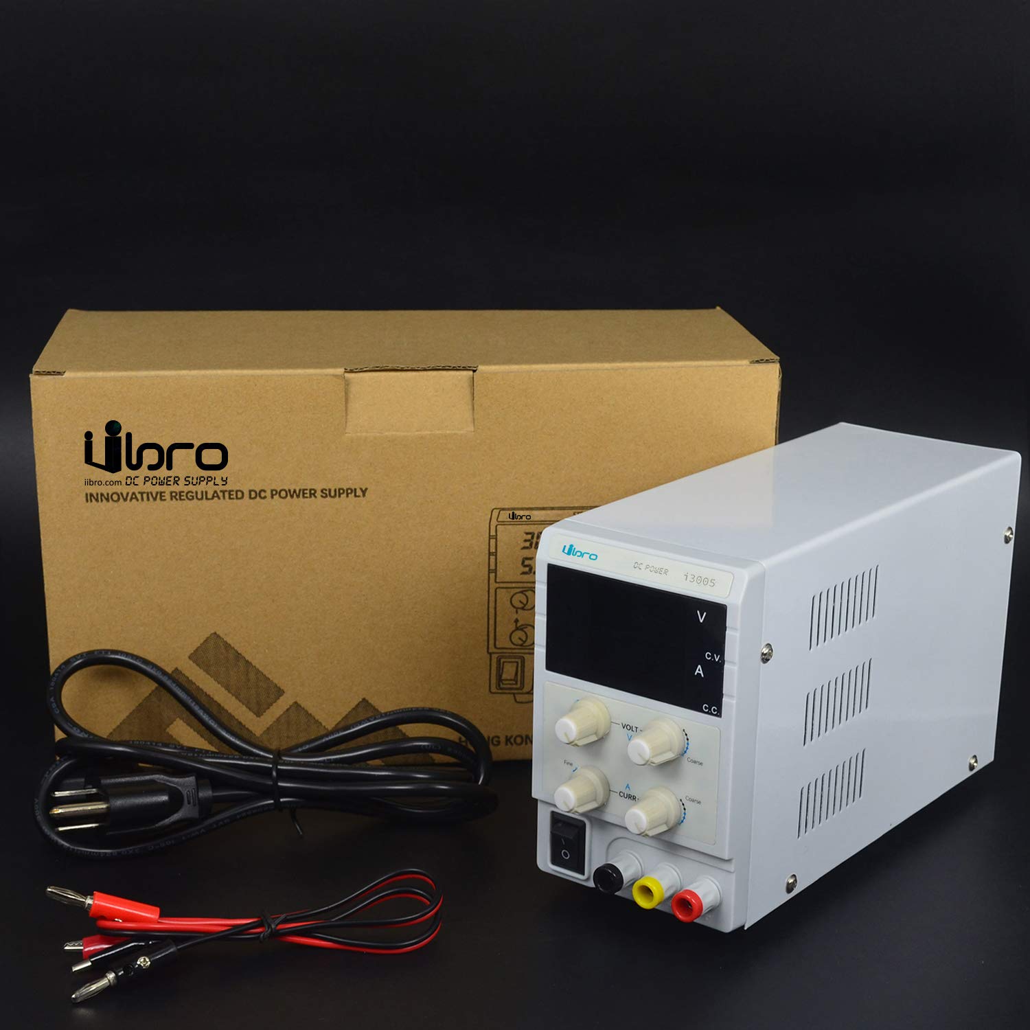 Adjustable DC Power Supply Variable 30V 5A, Lab DC Power Supply Bench Regulated Low Noise High Resolution with Alligator Cable