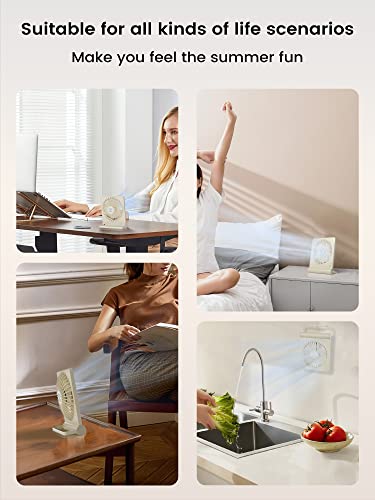 FERRISA Desk Fan, Small But Powerful, Portable Fan Battery Operated, 220° Tilt Folding Ultra Quiet Person Mini Fan, Strong Wind, 3 Speed Adjustable For Home Office Desktop Travel Camping (Beige)
