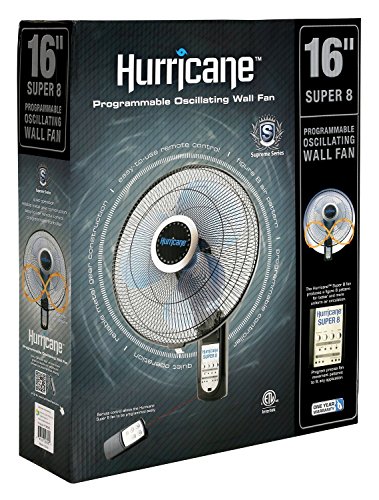 SD Life Wall Mounted Fan Oscillating 16 Inch 3 Speed Remote Control Indoor Outdoor Black