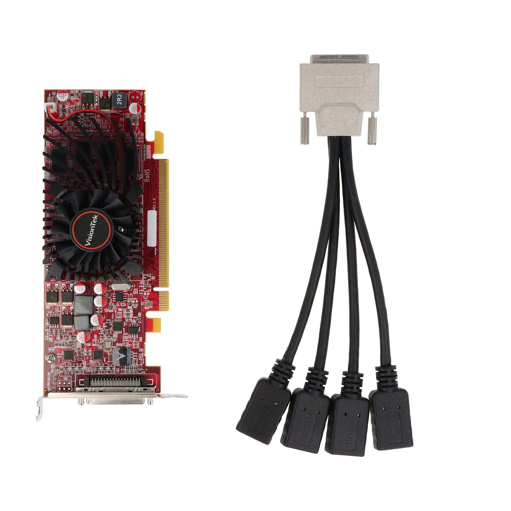 VisionTek Radeon HD 5570 1GB DDR3 SFF Graphics Card, 4 Port VHDCI to HDMI, Included Full-Height Bracket (900901)