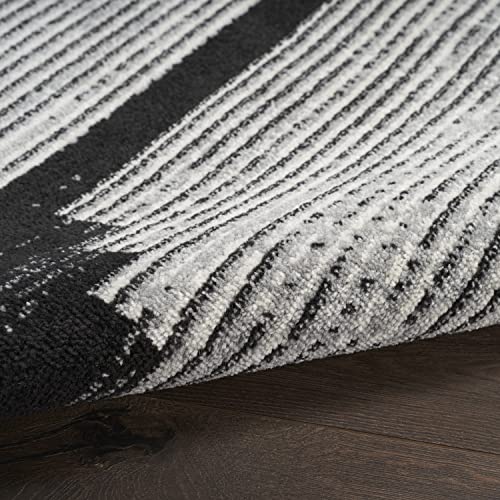 Nourison Modern Passion Geometric Black/Grey 6' x 9' Area -Rug, Easy -Cleaning, Non Shedding, Bed Room, Living Room, Dining Room, Kitchen (6x9)