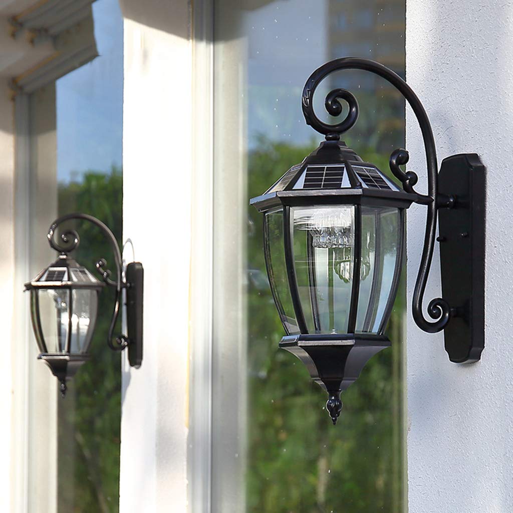 ADKINC Solar Wall Lights Outdoor,One-Light Exterior Wall Lantern,2 Modes Solar Led Waterproof Lighting for Deck,Transparent Glass,Easy-to-Install Security Lights for Front Door, Yard, Garage, Deck (