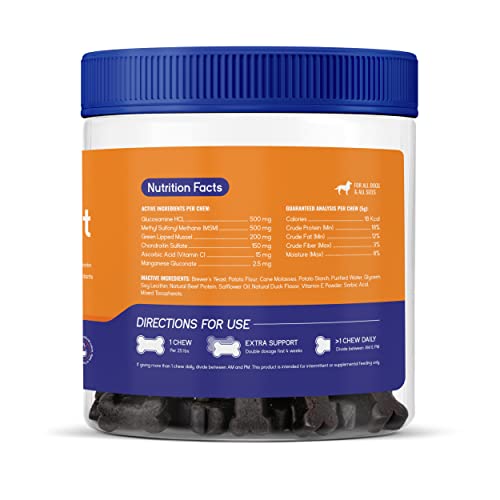 PupGrade Joint Support Supplement for Dogs - Natural Glucosamine Chondroitin & MSM Soft Chews for Hip and Joint Pain Relief - Recommended for Hip Dysplasia, Arthritis & Joint Disease - Made in USA