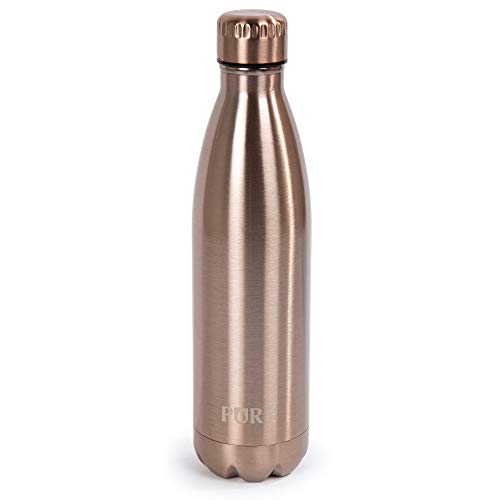 PURE Drinkware Pure Premium-Quality 750ml Sports CTG Large Stainless Steel Vacuum Insulated Metallic Water Bottle, 25 oz, Rose Gold