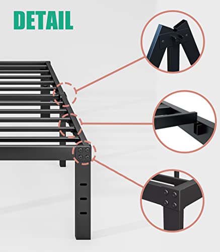 Sementa Twin-Bed-Frames 16 Inch High Heavy Duty-Platform-Mattress-Foundation - No Box Spring Needed,Storage Underneath,Easy Assembly,Noise Free,Black