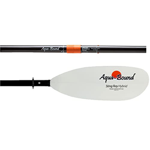 Aqua Bound Aquabound Stingray Hybrid 4-Piece Kayak Paddle with White Fiberglass Blade & Posi-Lok Carbon Shaft, 230 cm