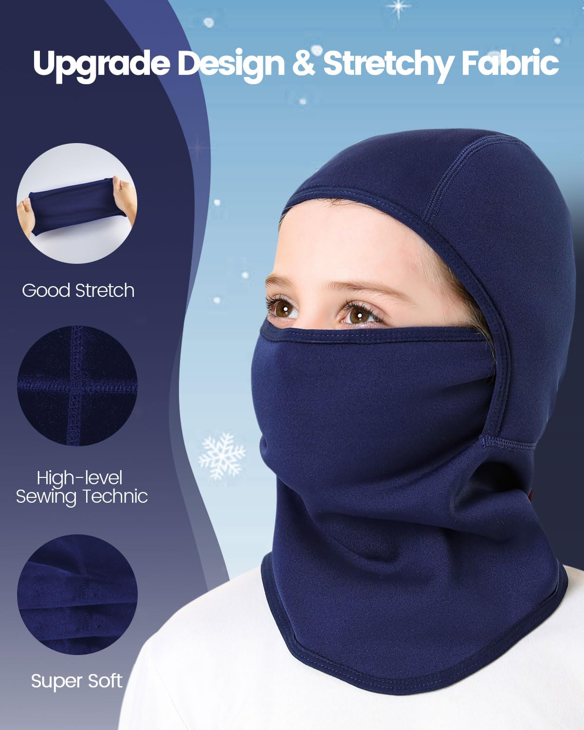 Aegend Kids Balaclava Windproof Ski Face Warmer for Cold Weather Winter Sports Skiing, Running, Cycling, 1 Piece, 4 Colors Blue