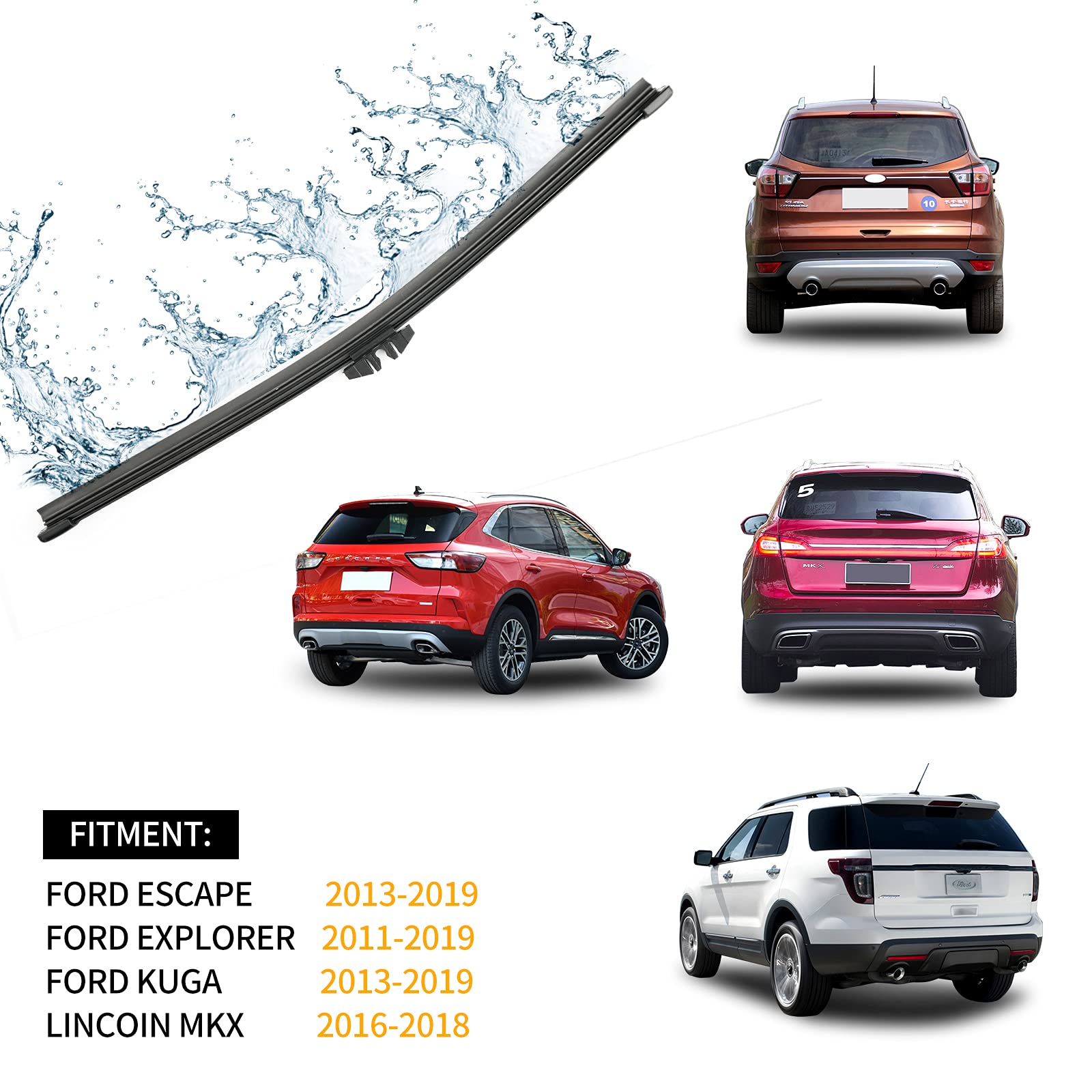 ARDOUR VAN GAYCICC Replacement for Ford Explorer 2011-2019, Escape 2013-2019,Lincoln MKX MKC 2016-2019 - Back Windshield Rear Wiper Blade Replacement, 11 Inches,Factory OEM Style