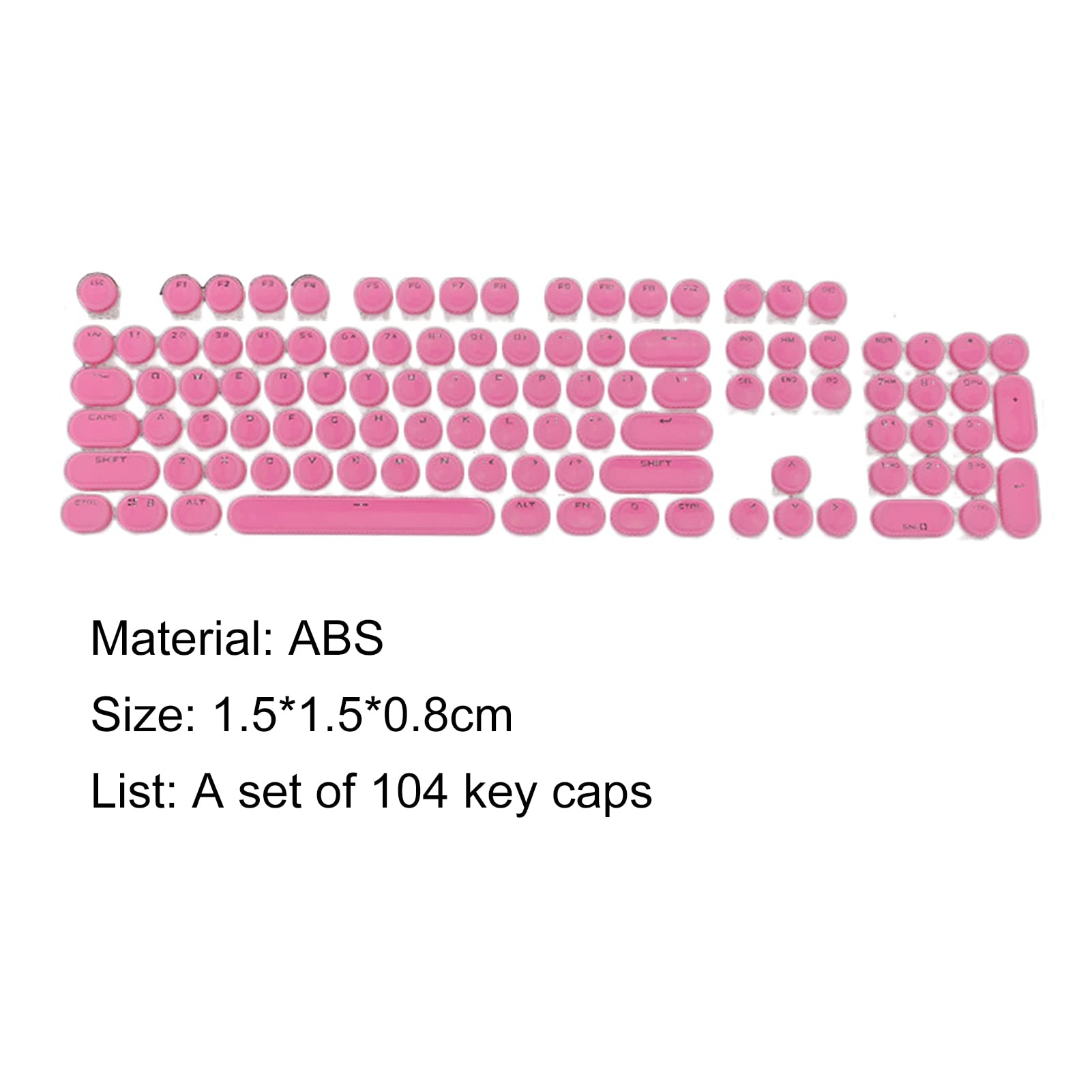 areclern 104 Pcs Keycaps for Cross Axis Gaming Mechanical Keyboard, Non-Slip Round Profile Key Caps Accessories for Office Home White