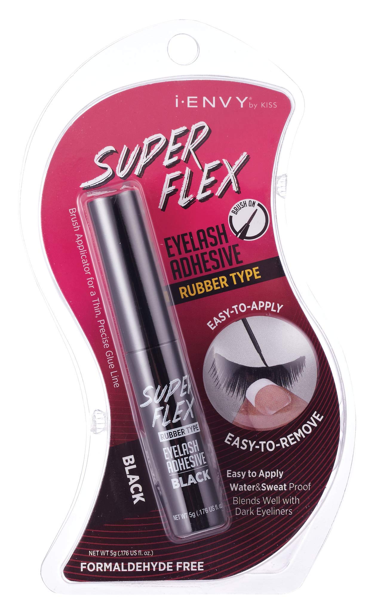 KISS i-Envy Super Flex Brush Eyelash Adhesive Rubber Type Black 0.176 oz KPEG07