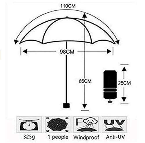 zmgmsmh Travel Foldable compact Umbrellas Sun rain Umbrellas parasol with Met Water blomssom blooming material (Blue)