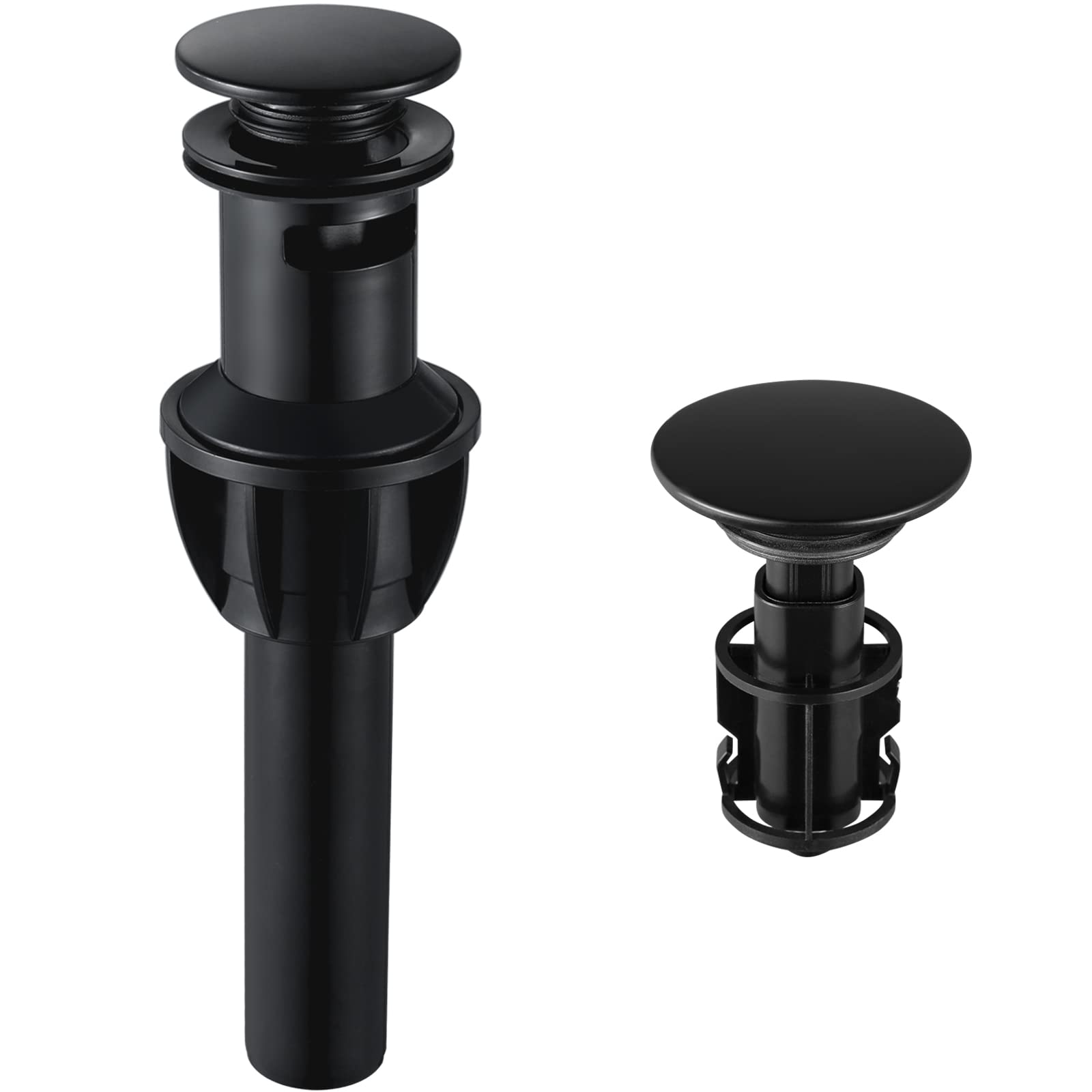 Bathroom Sink Drain, Pop Up Drain Stopper with Overflow, Lavatory Vanity Vessel Sink Drain Assembly, Matte Black