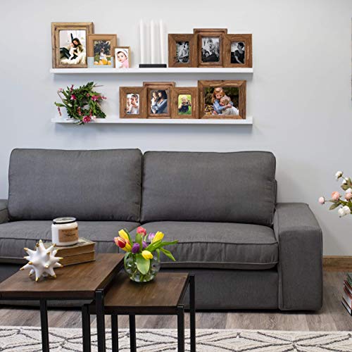 Wallniture Denver White Modern Wall Mount Floating Shelves β Long Narrow Picture Ledge - 56 Inch Long Set of 2 - Mounting Hardware Included