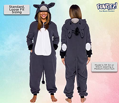 Funziez! Slim Fit Donkey One Piece - Plush Adult Animal Costume Jumpsuit