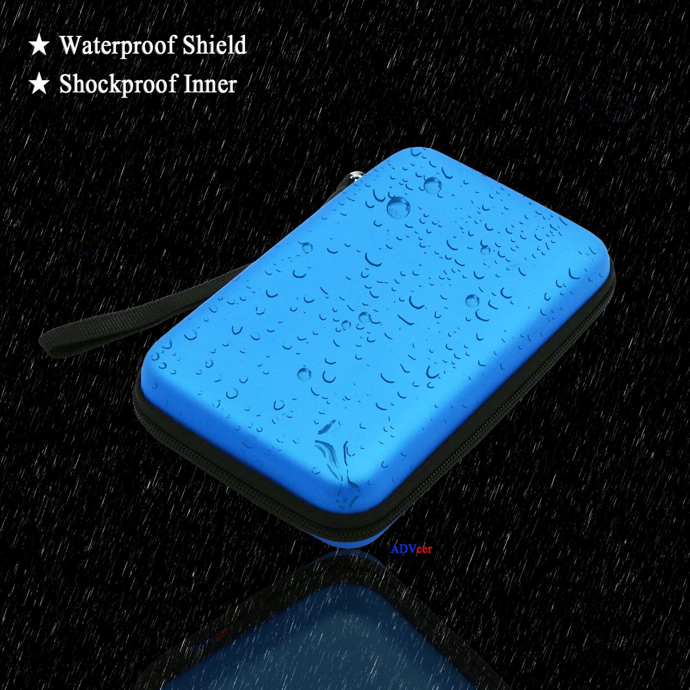ADVcer 3DS Case, EVA Waterproof Hard Shield Protective Carrying Case with Detachable Hand Wrist Strap Compatible with Nintendo New 3DS XL, New 3DS, 3DS XL, 3DS, 3DS LL or 2DS XL or DSi, DS Lite (Blue)