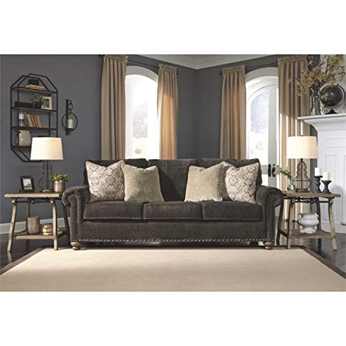 Signature Design by Ashley Stracelen New Traditional Sofa with Nailhead Trim, Dark Brown