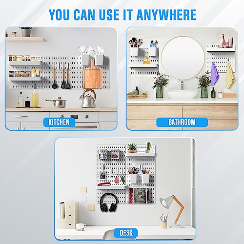 BeyondNovelties Pegboard Wall Organizer, Peg Board set Containing Pegboard x4 and 16 Accessories, Peg Boards for Walls, Office Wall Organizer, Keys Holder on Wall, Office Storage, 22"x22"