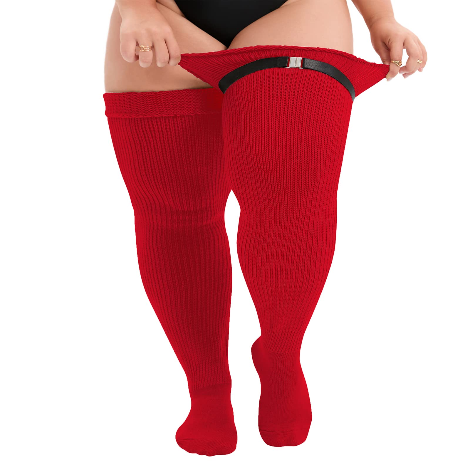 American Trends Christmas Socks Womens Plus Size Thigh High Socks Knee High Socks, Plus Size Stockings Leg Warmers Red