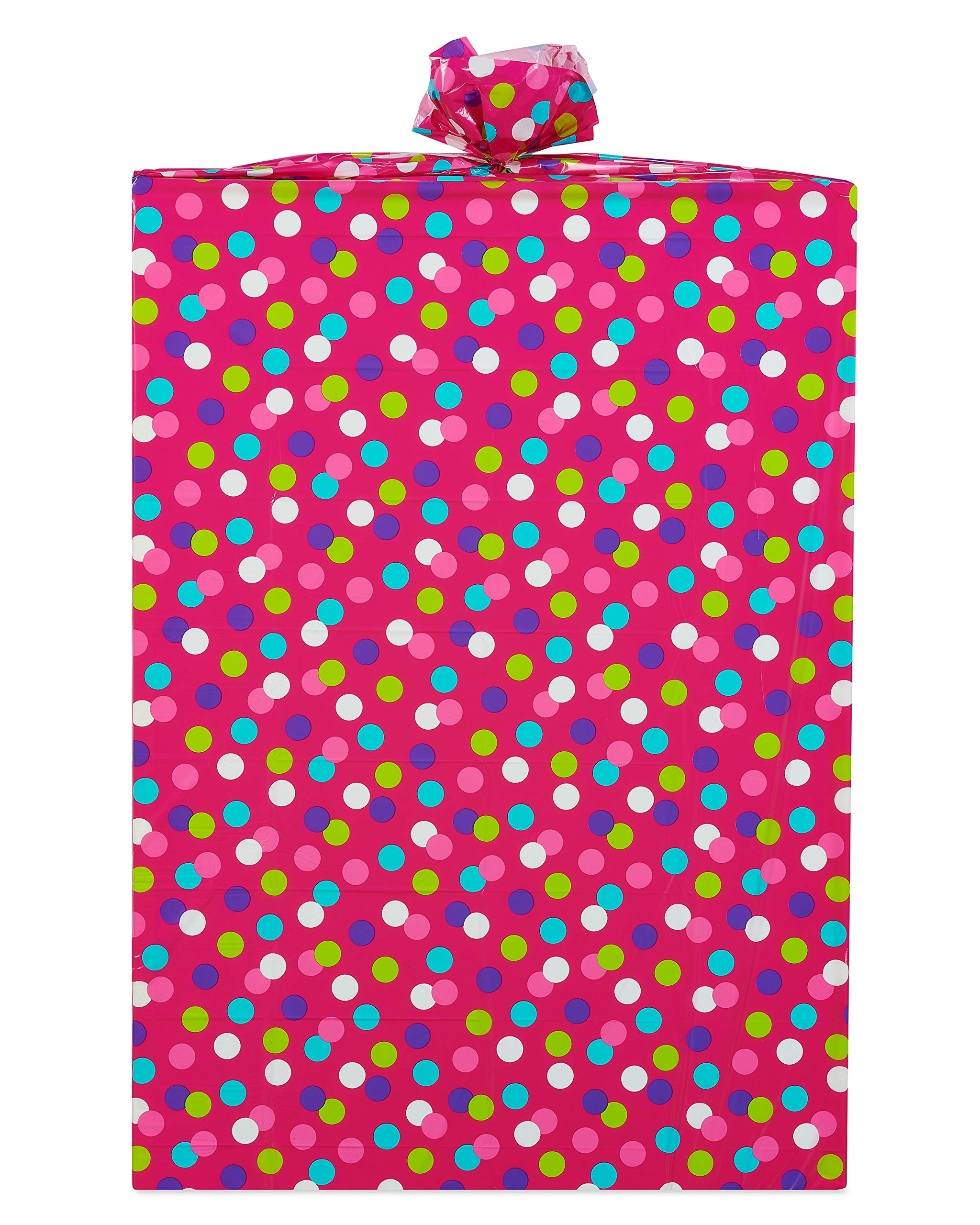 American Greetings Super Jumbo Pink Polka Dot Plastic Gift Bag