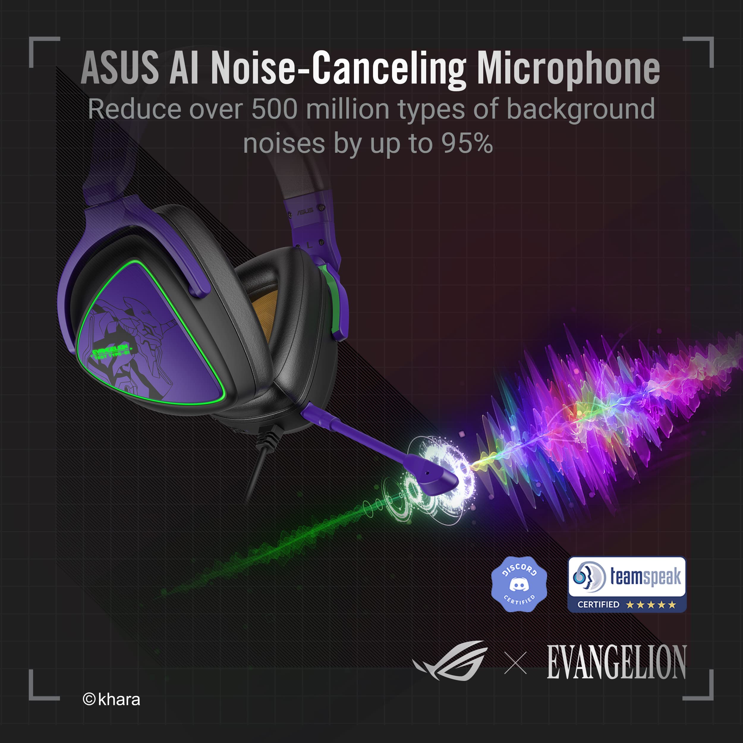 ASUS ROG Delta S EVA Edition Gaming Headset, AI Noise-Canceling Mic, Hi-Res ESS 9281 Quad DAC,RGB Lighting, Lightweight, MQA Tech, USB-C Headset, for PC, Mac, PS4, PS5, Switch and Mobile Devices