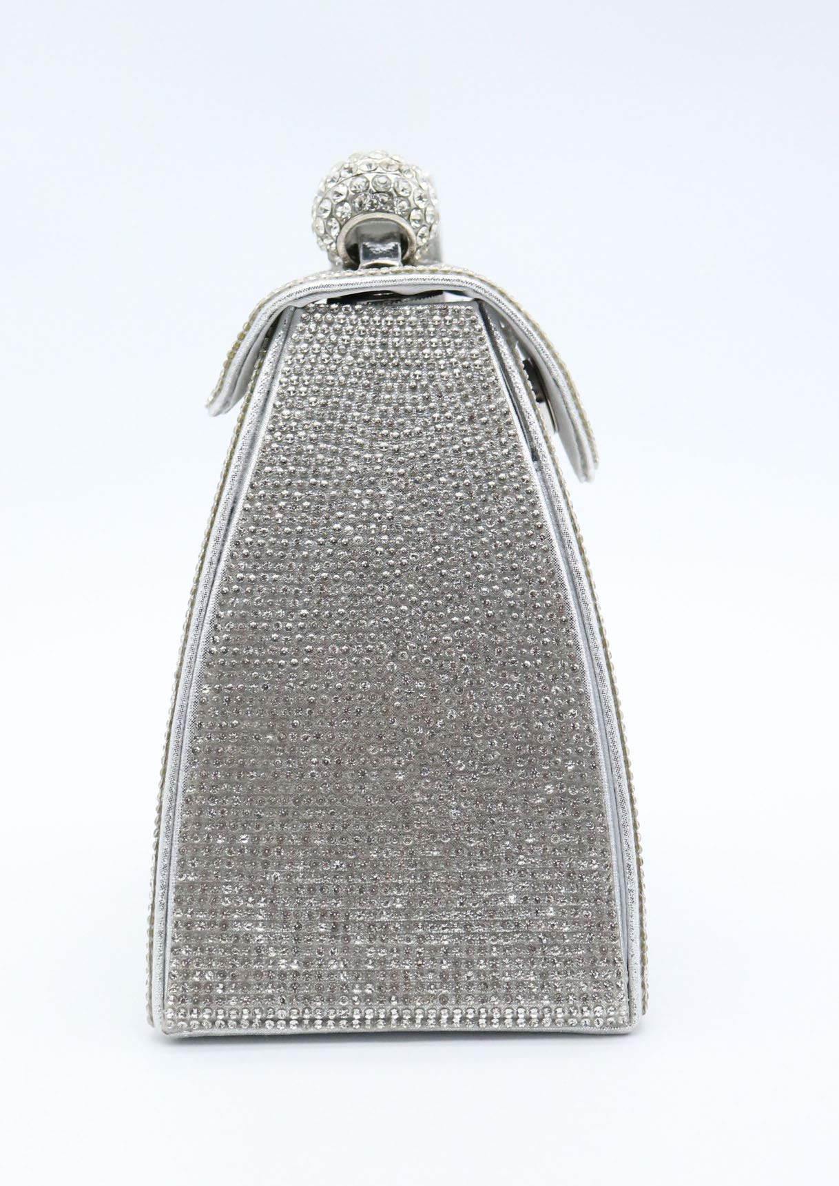 allx Full Rhinestone Fashion Evening Bag Triangle Women (Simple silver)