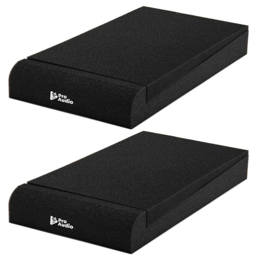 JBL 104-BT Compact Desktop Reference Bluetooth Monitors (Pair) Bundle with Isolation Pads and Hosa HSS-005 1/4-Inch TRS Cables (4 Items)